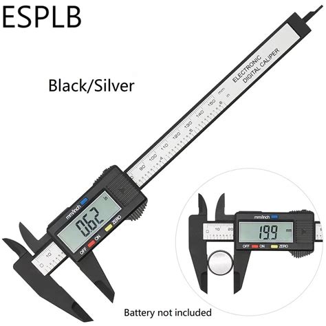 Esplb 150mm 플라스틱 버니어 캘리퍼스 6 인치 Lcd 화면 전자 디지털 탄소 섬유 밀리미터 변환 티몬