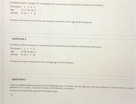 Solved A Simple Random Sample Of Employees Of A Chegg