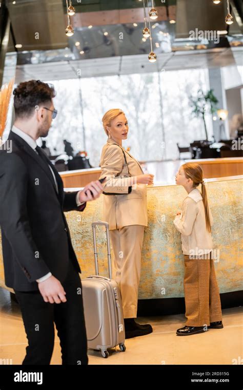 Personal Security Lifestyle Blonde Mother With Preteen Girl Standing