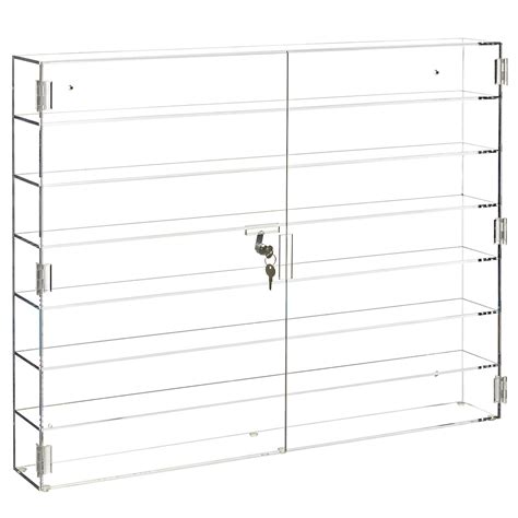 Acrylic Locking 6 Shelf Front Opening Wall Mount Display Case Shoppopdisplays