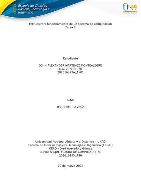 Tarea 2 Arquitectura De Computadores Pdf Unidad Central De Procesamiento Informática