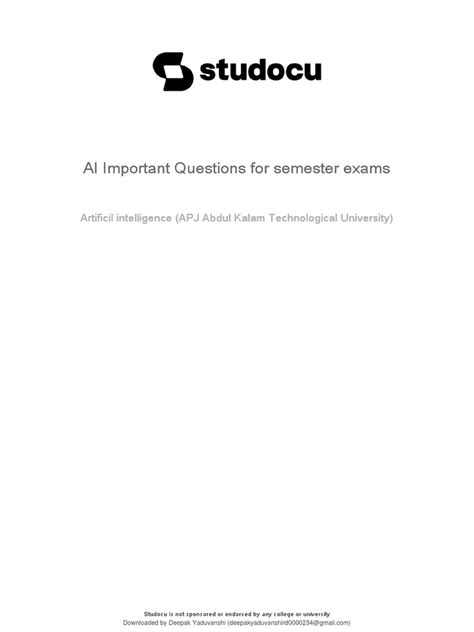Ai Important Questions For Semester Exams Pdf Artificial