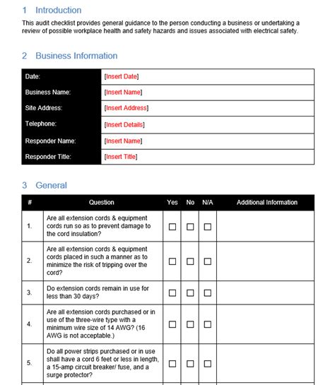 Audit Checklist For Electrical Safety GRCReady