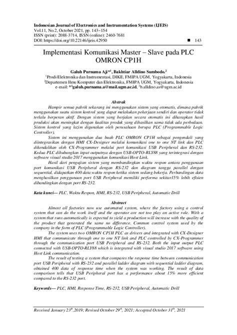 Pdf Implementasi Komunikasi Master Slave Pada Plc Omron Cp1h