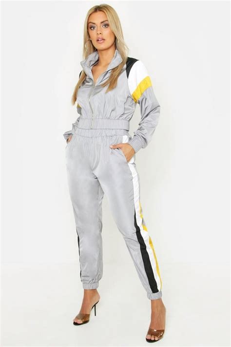 Plus Stripe Shell Tracksuit Joggers Boohoo