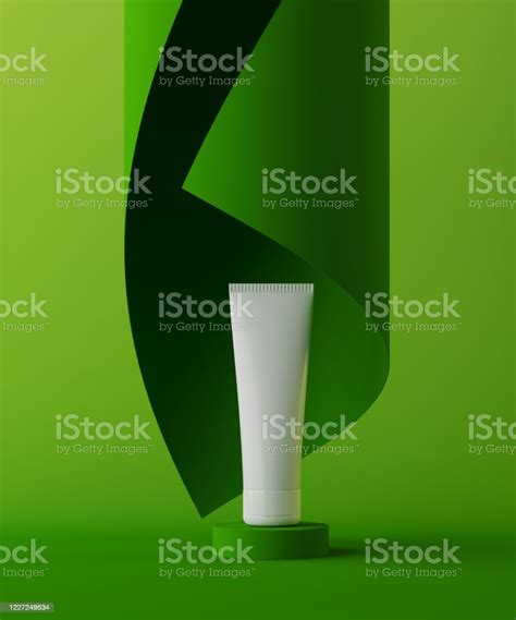 화장품 브랜딩 및 패키징 프레젠테이션을 위한 최소한의 배경 무대 녹색 3d 일러스트레이션 0명에 대한 스톡 사진 및 기타 이미지