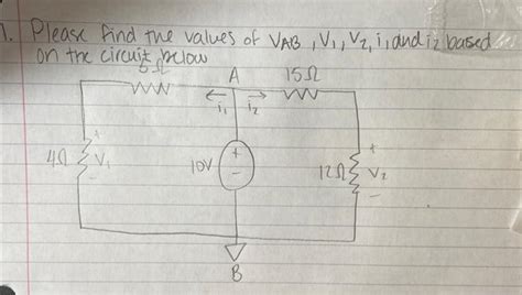 solved please find the values of vab v1 v2 i iand iz based