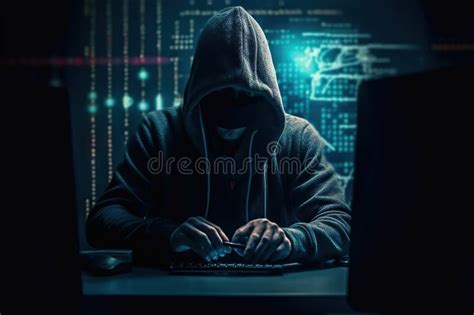 Hacker Using Abstract Laptop With Binary Code Digital Interface Cyber War Hacking And Malware