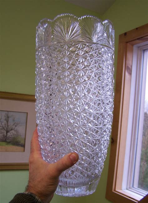 8346 Brilliant Cut Tall Cut Glass Floral Vase C1900 For Sale Antiques