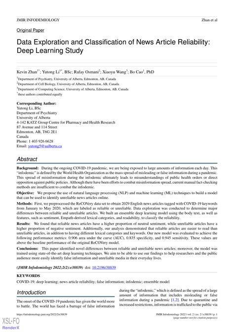 Pdf Data Exploration And Classification Of News Article Reliability