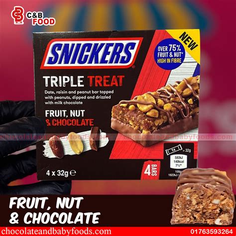 Snickers Triple Treat Fruit Nut And Chocolate 4 Bars 128g