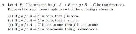 solved let a b c be sets and let f a rightarrow b and g