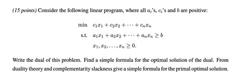 Solved Points Consider The Following Linear Program Chegg