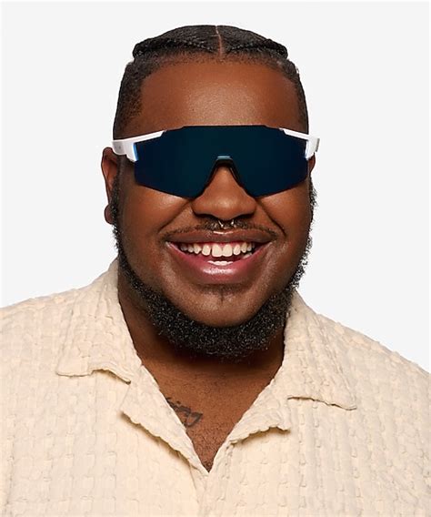 Combat Geometric White Frame Sunglasses For Men Eyebuydirect Canada
