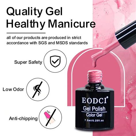Eodci Red Gel Nail Polish Set 6 Pcs Gel Polish Glitter Burgundy Red