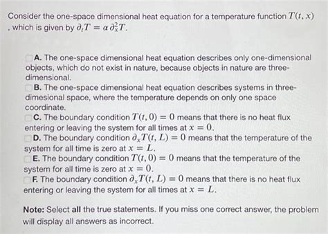 Solved Consider The One Space Dimensional Heat Equation For