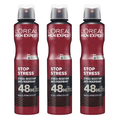 3 X Loréal Paris Men Expert Stop Stress Aerosol Deodorant 250ml