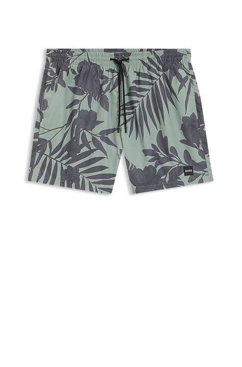 Boss Swim Shorts With All Over Print Light Green