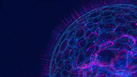 Abstract Macro Of Quantum Computing Qubit Spherical Cell Work Subatomic Patterns Of Cyber Ai