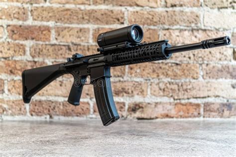 Tactical Assault Rifle With Scope And Accessories Stock Illustration Illustration Of Reliable