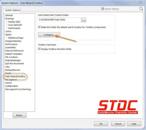 tạo tùy chỉnh kích thước cho chi tiết trong thư viện solidworks trung