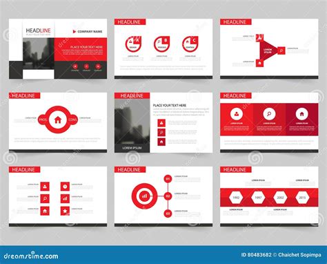Red Abstract Presentation Templates Infographic Elements Template Flat
