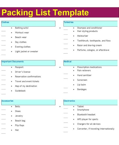 Packing List Template Excel Word Templates Packing List Template