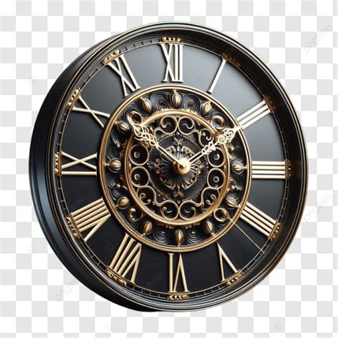 An Elegant Black Clock Featuring Roman Numerals Designed To Complement