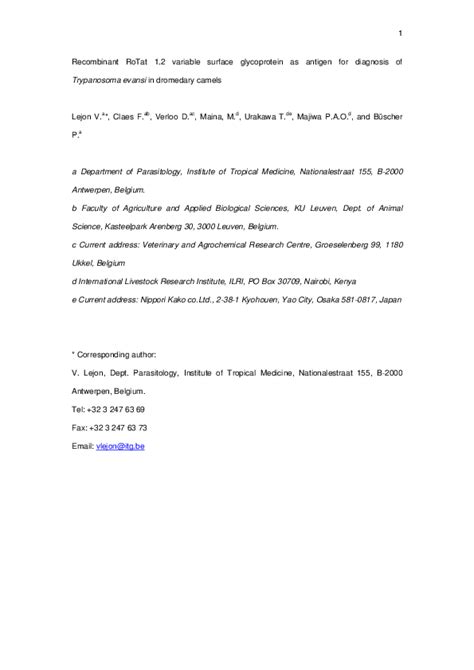 Pdf Recombinant Rotat 1 2 Variable Surface Glycoprotein As Antigen For Diagnosis Of