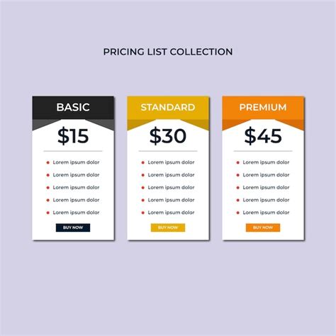 웹사이트의 가격표 템플릿 디자인 Premium Vector 프리미엄 벡터