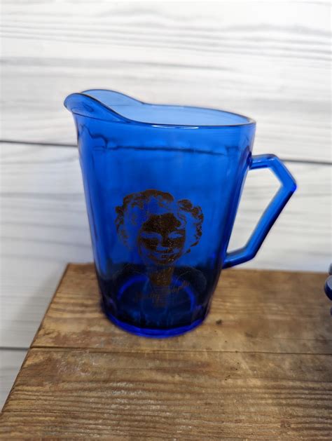 Vintage Cobalt Blue Shirley Temple Set Cup Bowl And Creamer Etsy