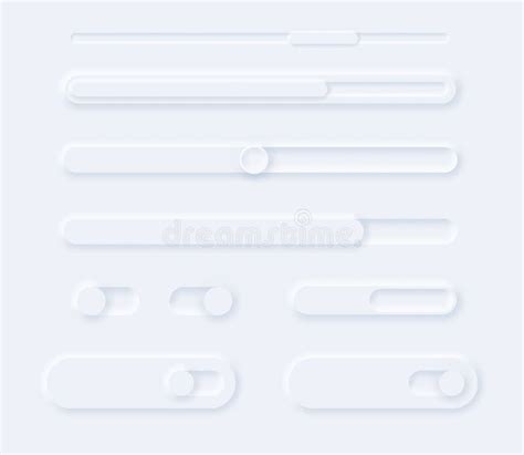 Sliders White Neumorphism 3d Of Set Convex Stock Vector Illustration