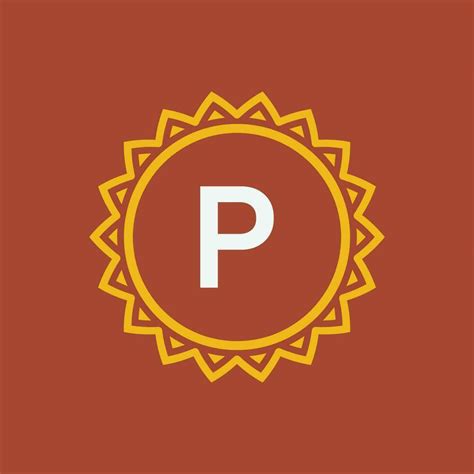 Initial Letter P Sun Circle Frame Unique Emblem Logo 31980637 Vector