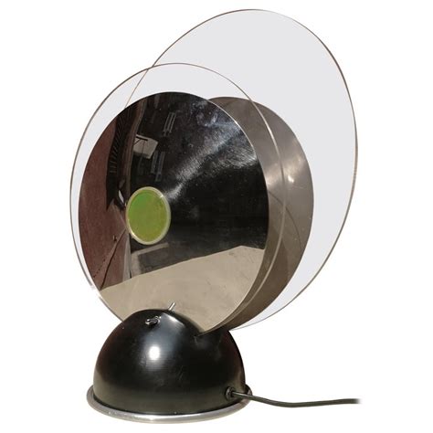 Table Lamp In Metal Chromed And Yellow Plexiglass From Last 1970 Period