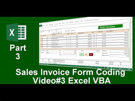 Create Sales Invoice Video Form Coding Excel Vba Youtube