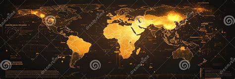 Illuminated World Map Design Showcasing Topographical Features And