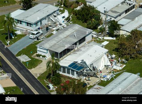 Hurricane Ian Destroyed Homes In Florida Residential Area Natural
