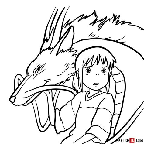 How To Draw Chihiro And Haku In Dragon Form Spirited Away Dragon