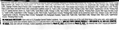 Topps Chrome Formula Checklist F Set Info Boxes Date