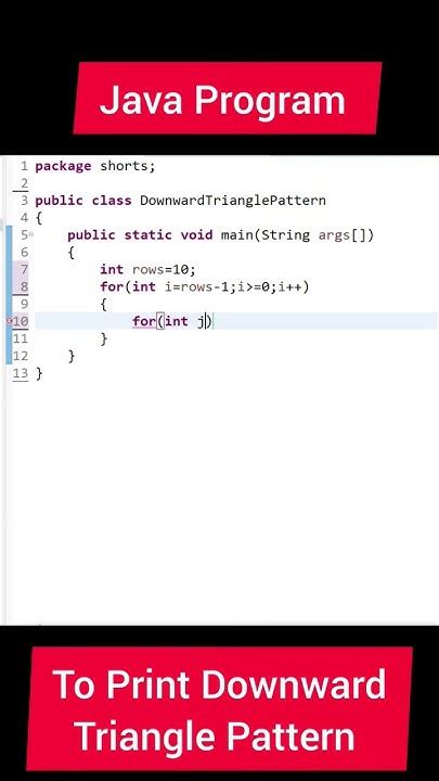 Java Program To Print Downward Triangle Pattern Youtube