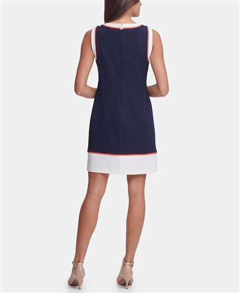 Tommy Hilfiger Contrast Trim Split Neck Dress Macys