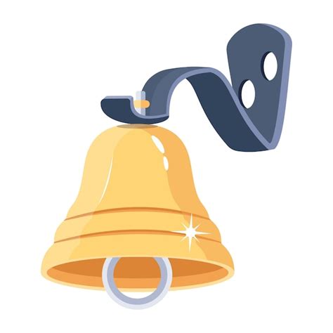 Um sino amarelo uma alça azul e um anel de prata Vetor Premium