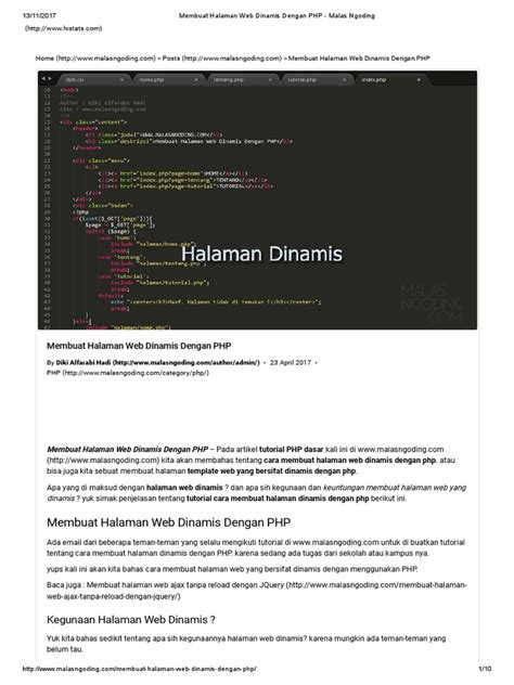 membuat halaman web dinamis dengan php malas ngoding pdf
