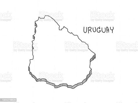 Dessin À La Main De La Carte 3d De Luruguay Sur Fond Blanc Vecteurs