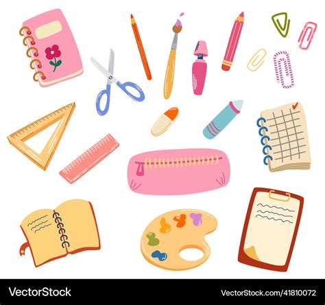 School Supplies Back To Big Set Of Hand Royalty Free Vector