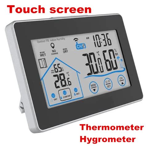 Pcs Touch Screen Thermometer Hygrometer Sensor Monitor Table Weather Station Indoor Outdoor
