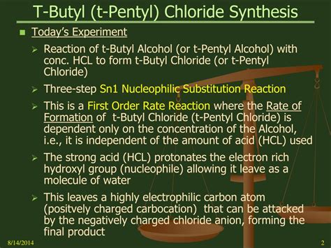 Ppt T Butyl T Pentyl Chloride Synthesis Powerpoint Presentation