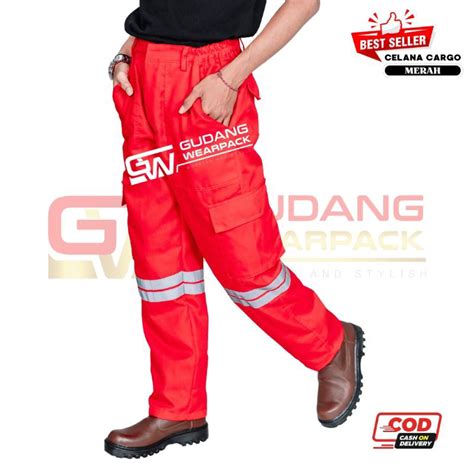 Jual Gudang Wearpack Celana Kerja Seragam Proyek Warna Merah Shopee