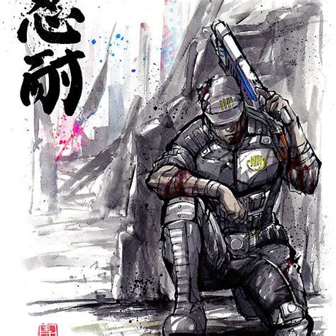 Admiral Anderson From Mass Effect With Japanese Calligraphy Japanese