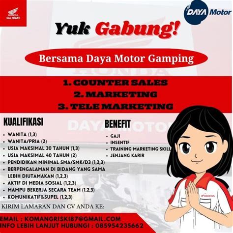 Lowongan Kerja Counter Sales Marketing Telemarketing Di Dealer